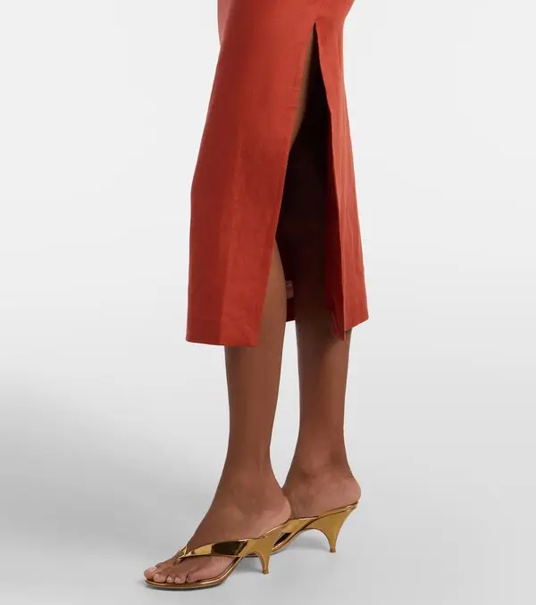 SIR. Draped Linen Midi Dress
