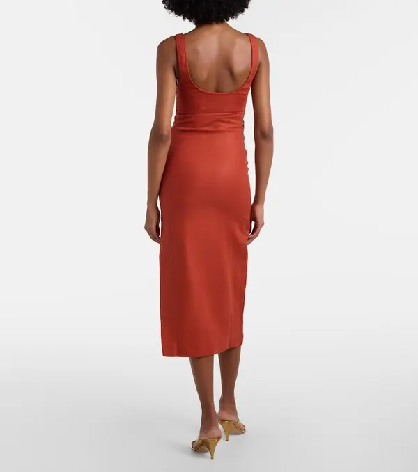 SIR. Draped Linen Midi Dress