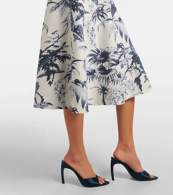Oscar De La Renta Printed Cocktail Dress - Blue