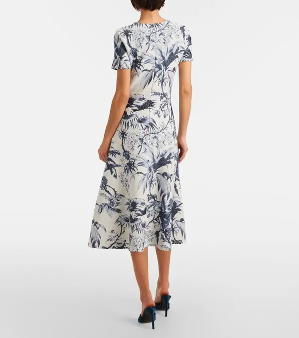 Oscar De La Renta Printed Cocktail Dress - Blue