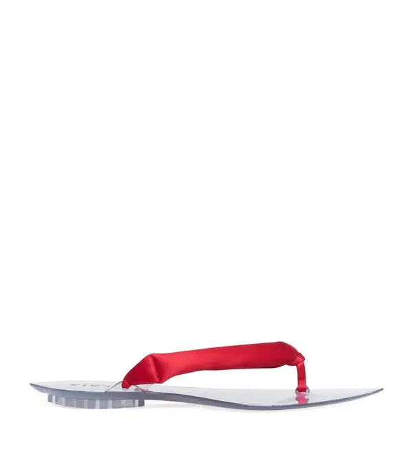 Alaïa Transparent Thong Flip Flops With Satin Straps - Red