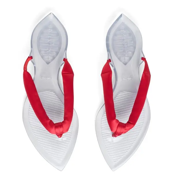 Alaïa Transparent Thong Flip Flops With Satin Straps - Red