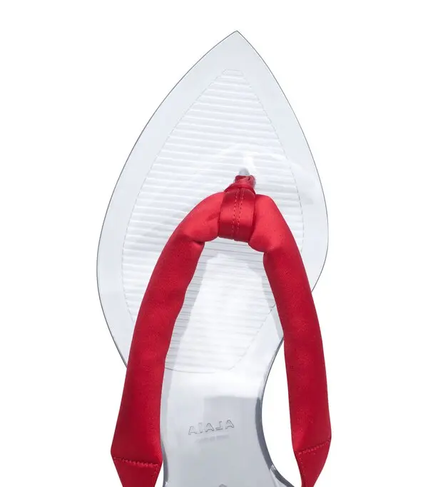 Alaïa Transparent Thong Flip Flops With Satin Straps - Red