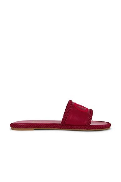 Valentino Garavani V Logo Torchon Slide Espadrilles - Deep Red