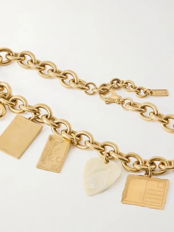 Chloé Gold-tone Enamel Charm Necklace - Multi