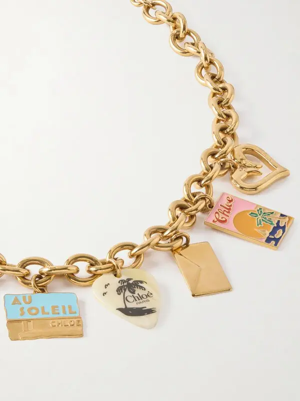 Chloé Gold-tone Enamel Charm Necklace - Multi