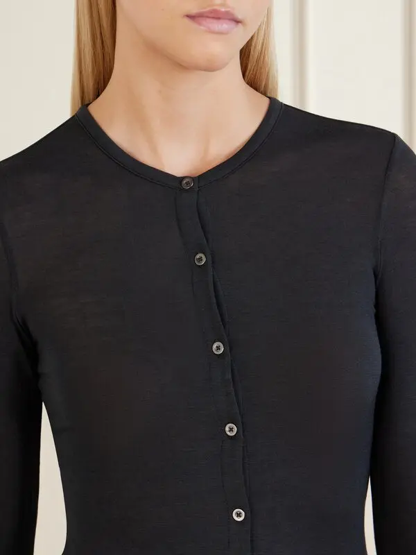 SKIMS Modal Sheer Button-front Cardigan - Black