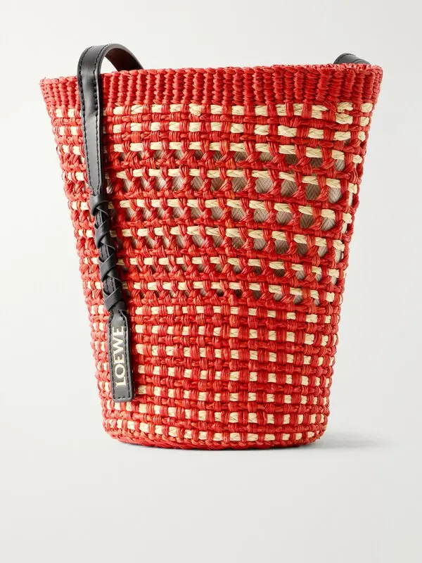 Loewe Braided Raffia Shoulder Bag - Red