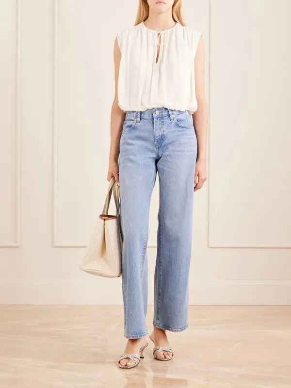 FRAME Wave Cropped Silk Top