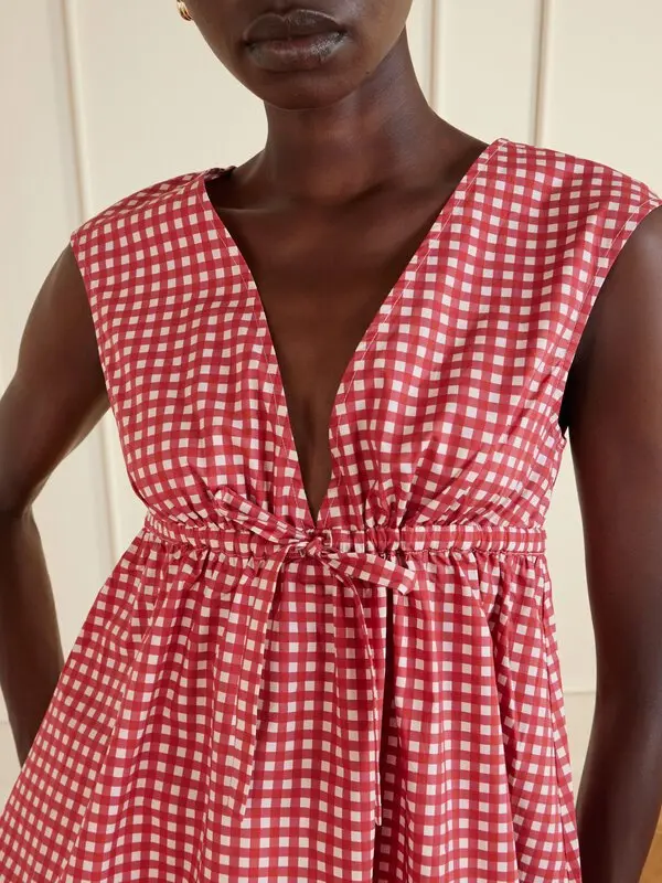 Posse Lindie Checked Cotton-poplin Top
