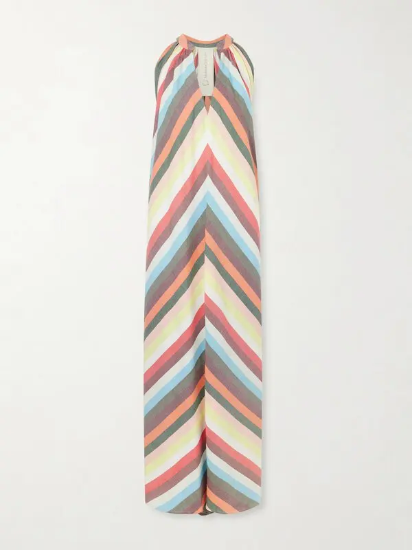 MARRAKSHI LIFE Handwoven Stripe Halterneck Maxi Dress - Multi