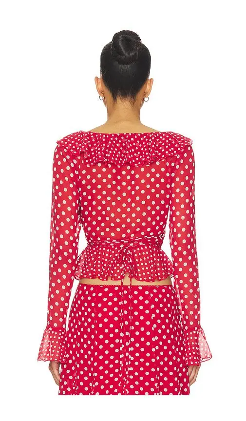 GUIZIO Mallorca Ruffle Wrap Top - Red