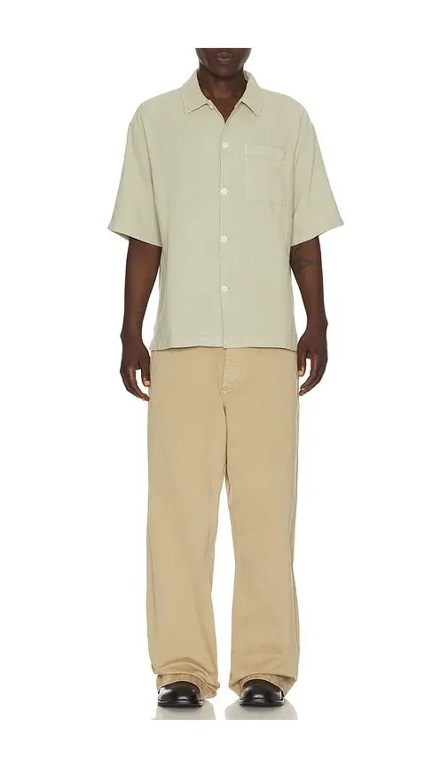 FRAME Open Weave Short Sleeve Shirt In . Also - Sage