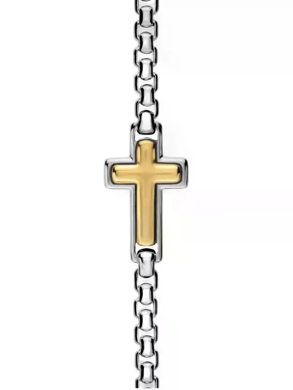 David Yurman Sterling And 14-carat Yellow Gold Cross Station Bracelet