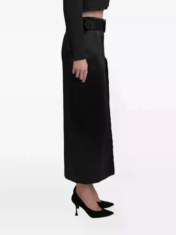 CONTESSA MILLS Morgaine Belted Side-slit Skirt - Black