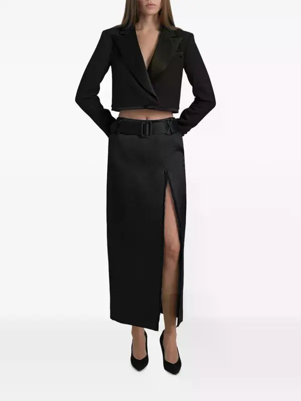 CONTESSA MILLS Morgaine Belted Side-slit Skirt - Black