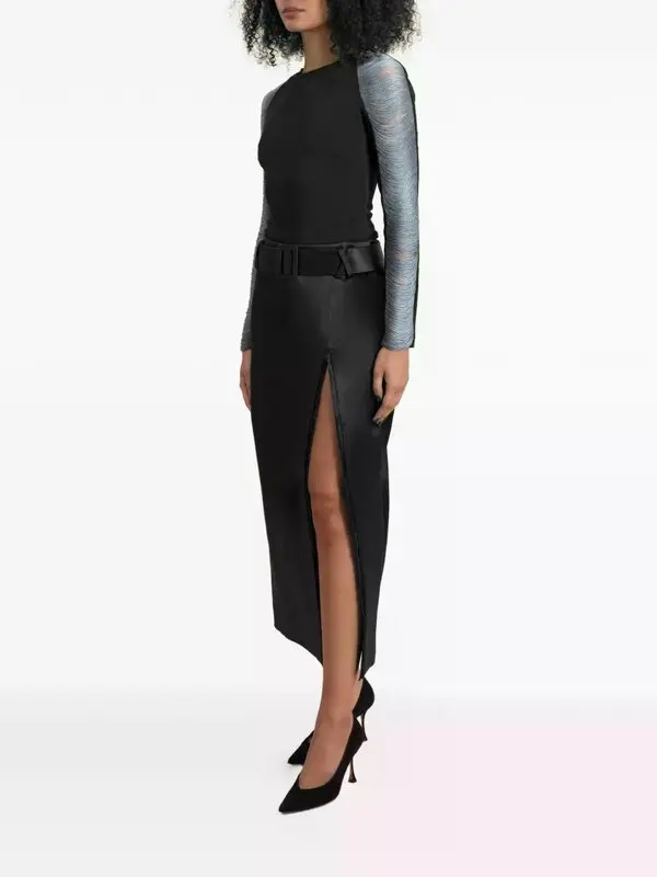 CONTESSA MILLS Morgaine Belted Side-slit Skirt - Black