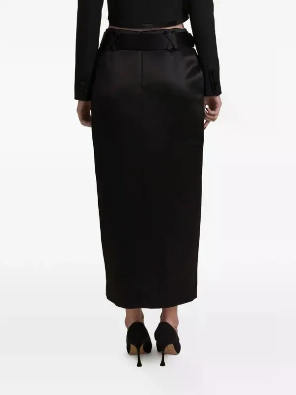 CONTESSA MILLS Morgaine Belted Side-slit Skirt - Black