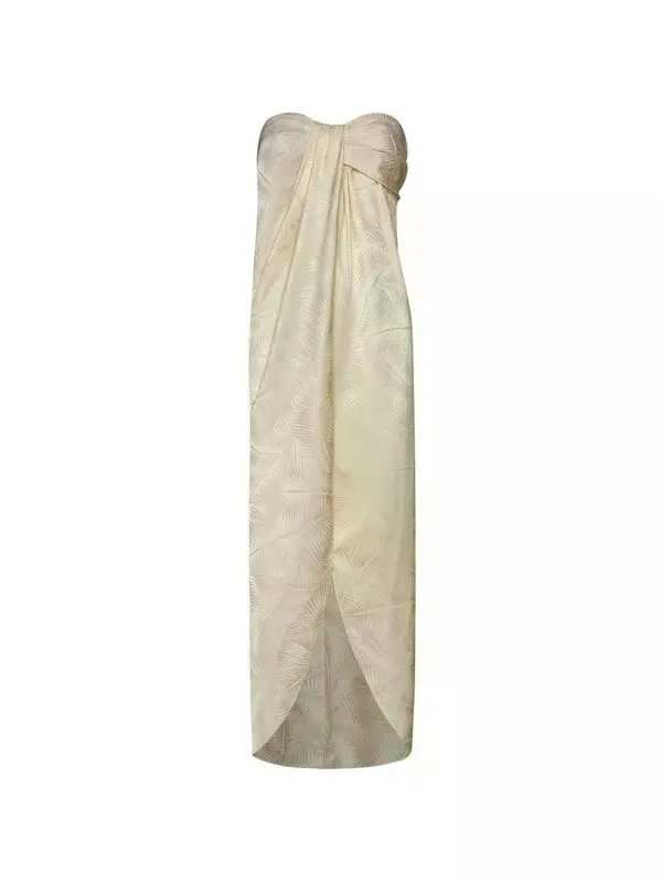 Johanna Ortiz Graceful Palm-jacquard Sweetheart Neck Strapless Top - Neutrals