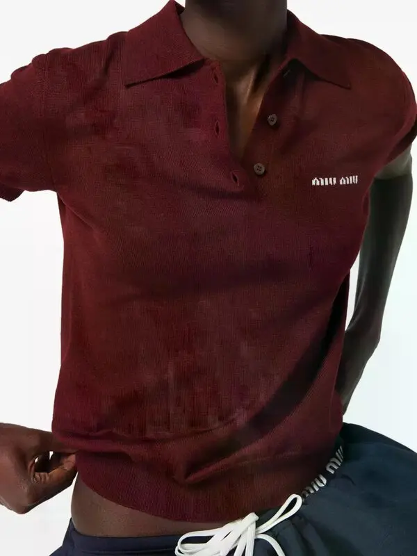 Miu Miu Virgin Wool Knit Polo Shirt - Red