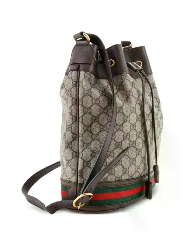 Gucci Ophidia Gg Coated Canvas Medium Bucket Bag - Brown