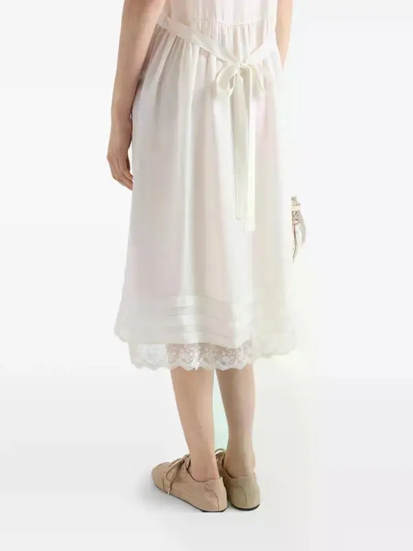 Prada Embroidered Washed Silk Dress - White