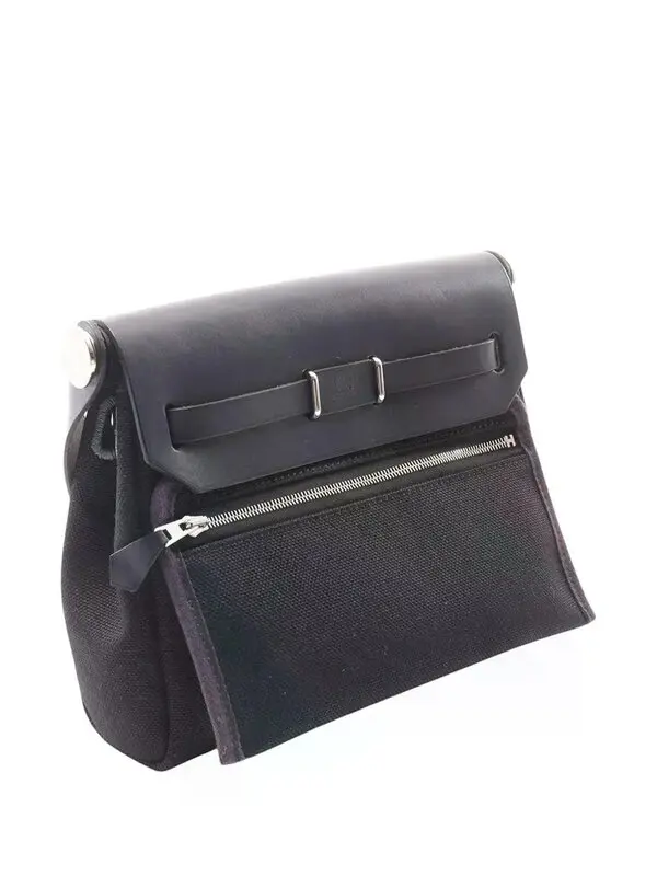 Hermès Military Toile And Vache Hunter Herbag Zip 20 Crossbody Bag - Black