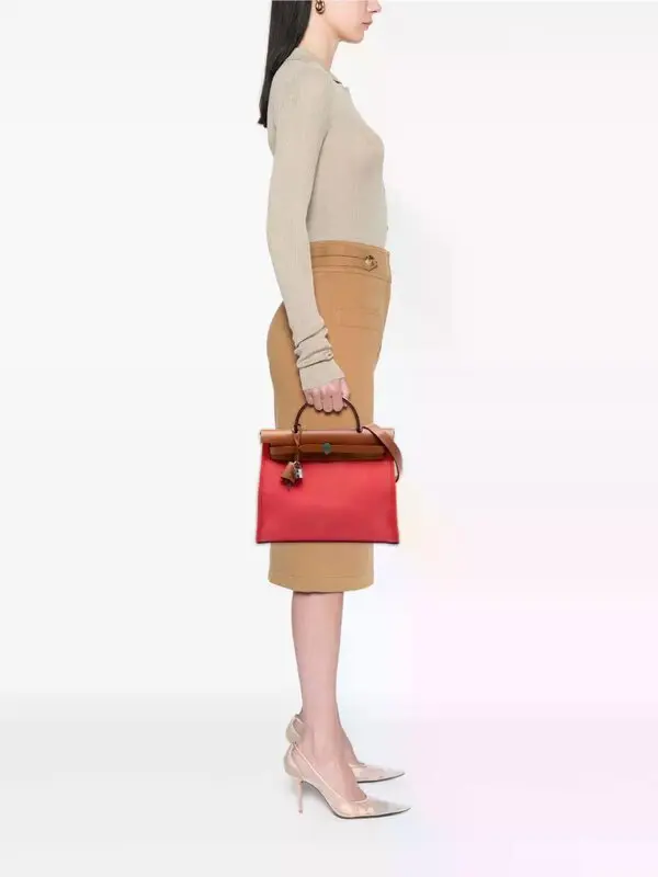 Hermès 2019 Toile Herbag Zip 31 Satchel - Red
