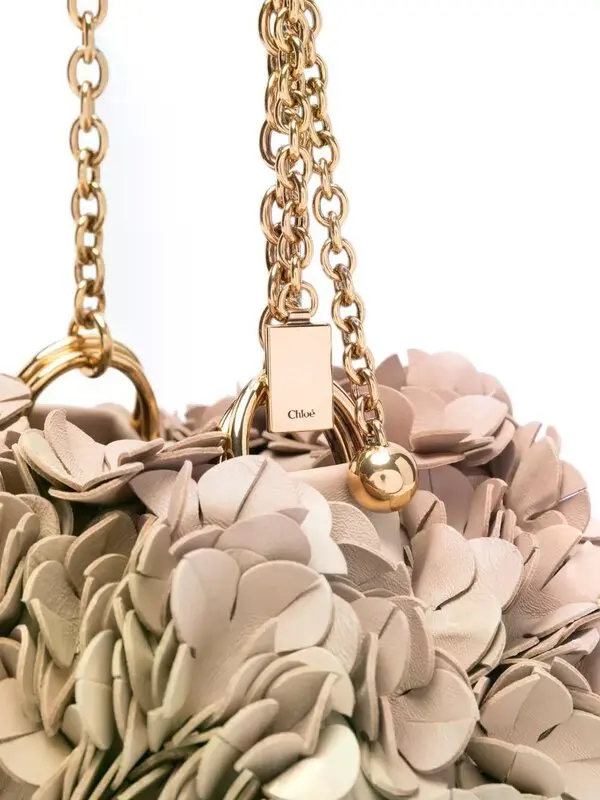 Chloé Plissé Leather Shoulder Bag - Neutrals