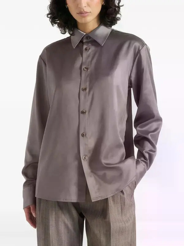 Manière De Voir Carter Satin Shirt With Marble Buttons