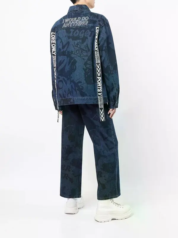 PORTS V Graffiti Print Denim Jacket