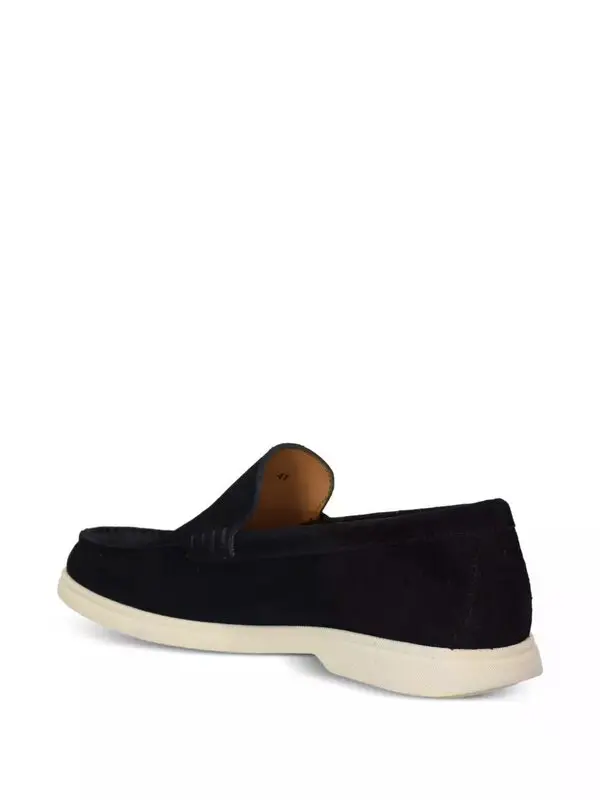 BOSS Suede Loafers With Embossed Logo - Blue
