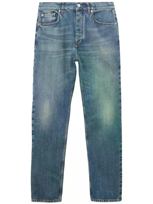 Burberry Straight-leg Washed Denim Trousers - Blue