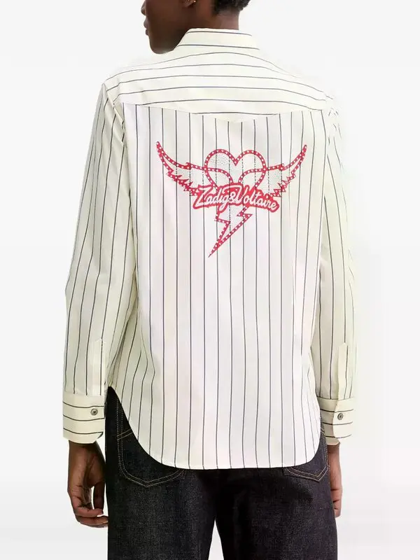 Zadig&Voltaire Striped Cotton Poplin Shirt With Crystal Embellishment