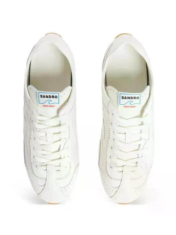Sandro Embroidered Leather Sneakers - Neutrals
