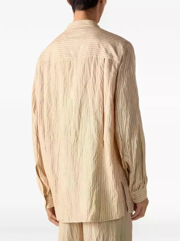 Zegna V-neck Striped Silk Shirt