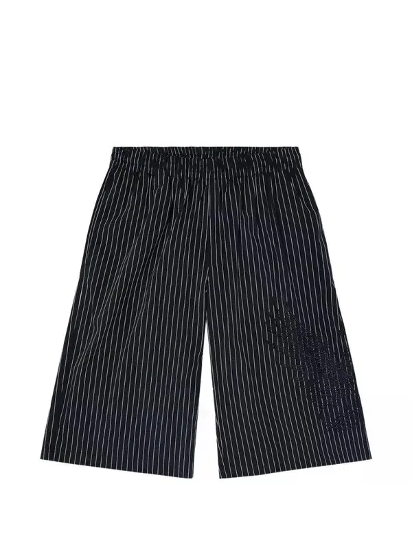 DIESEL® Pinstriped Shorts With Phoenix Embroidery