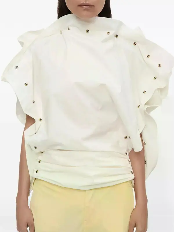 Christopher Esber Spiral Stone Snap Ruffled Top