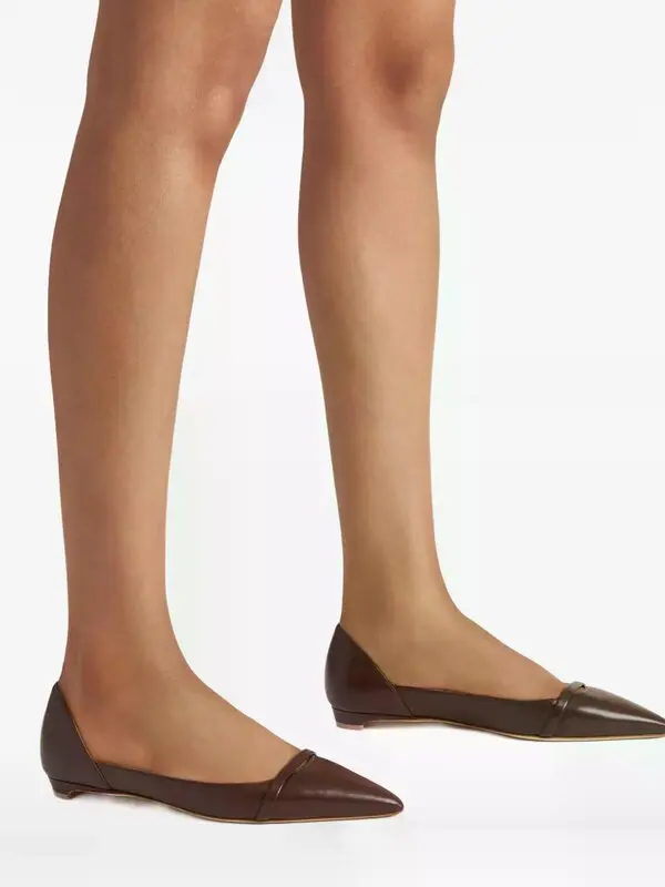 MALONE SOULIERS Crawford Leather Flat Pumps - Brown