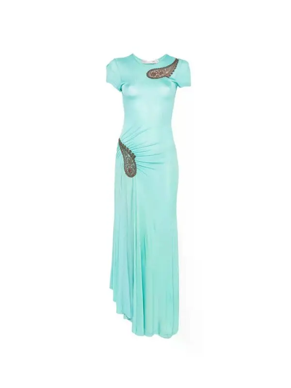 Christopher Esber Paisley Lace Ribbed Dress - Blue