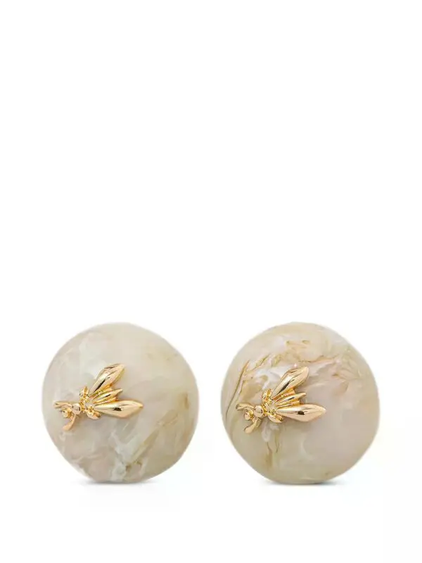 Patrizia Pepe Marbled Fly Motif Earrings - Neutrals