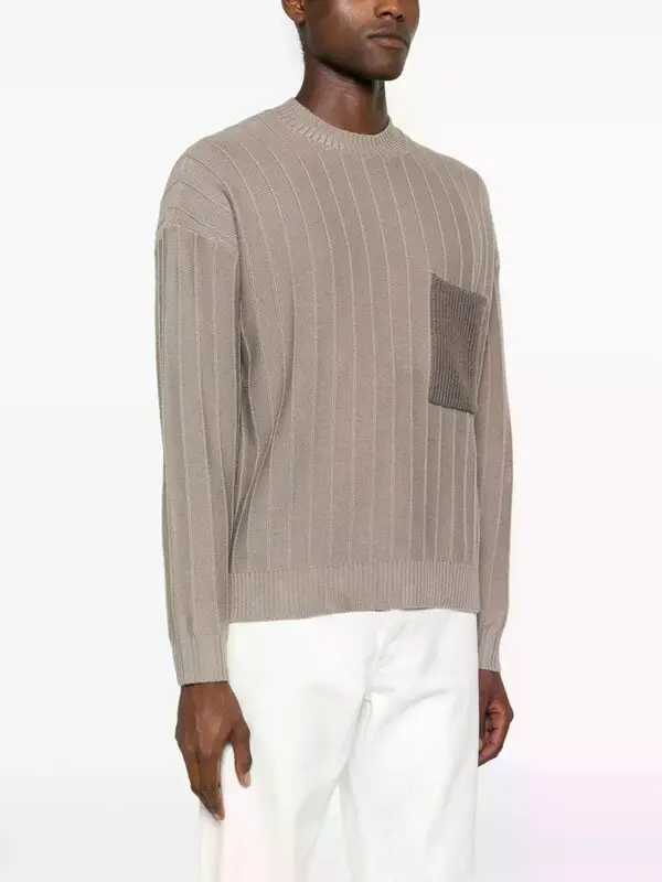 Emporio Armani Virgin Wool Jumper With Patch Pocket