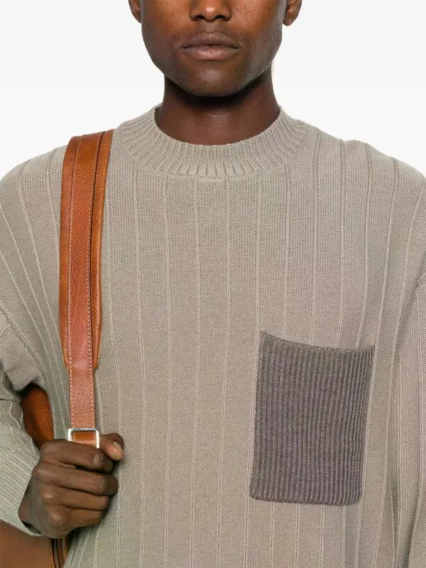 Emporio Armani Virgin Wool Jumper With Patch Pocket