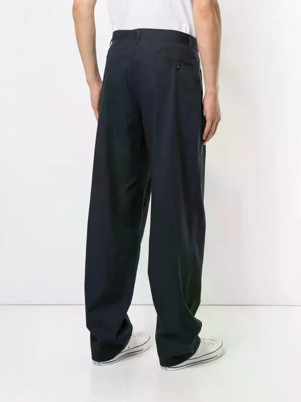 PORTS V Navy Cotton Blend High Waisted Wide Leg Trousers