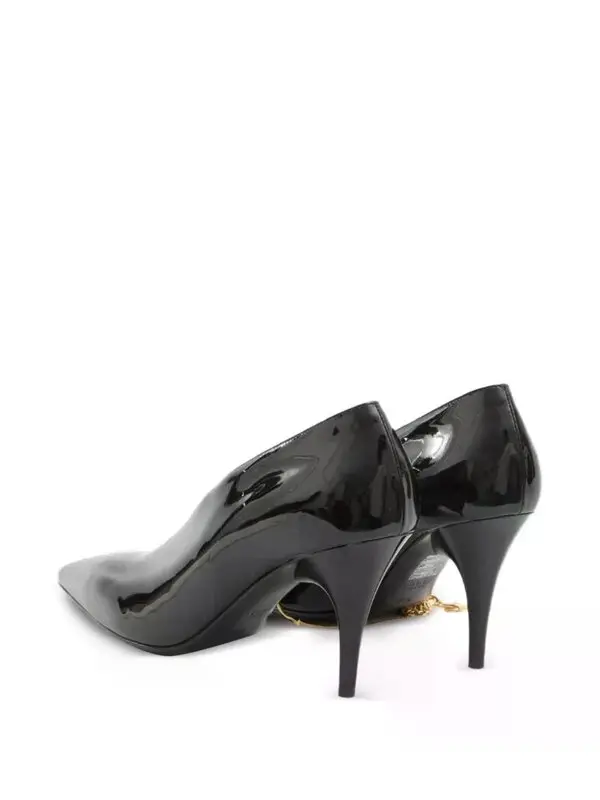 Gucci Pointed-toe Stiletto Pumps With Ankle Chain Detail