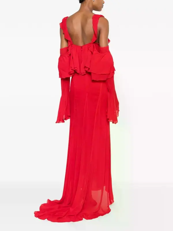 Blumarine Ruffled Cold-shoulder Maxi Dress