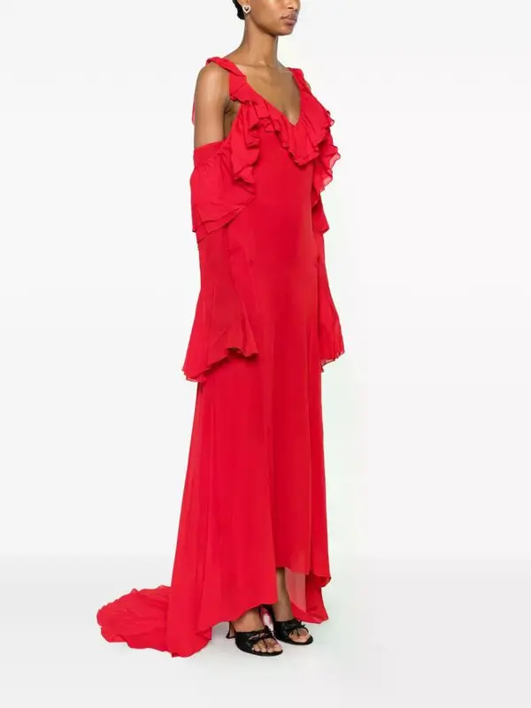 Blumarine Ruffled Cold-shoulder Maxi Dress