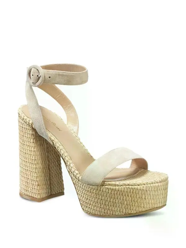 GIANVITO ROSSI Woven Platform Sandals - Neutrals