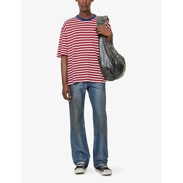 Visvim Mondo Border Striped Wool And Cotton-blend T-shirt