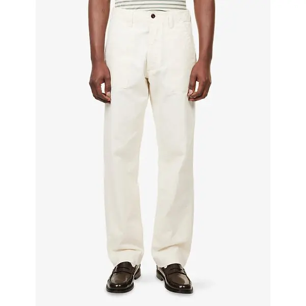 DRAKE'S Straight-leg Cotton Twill Trousers